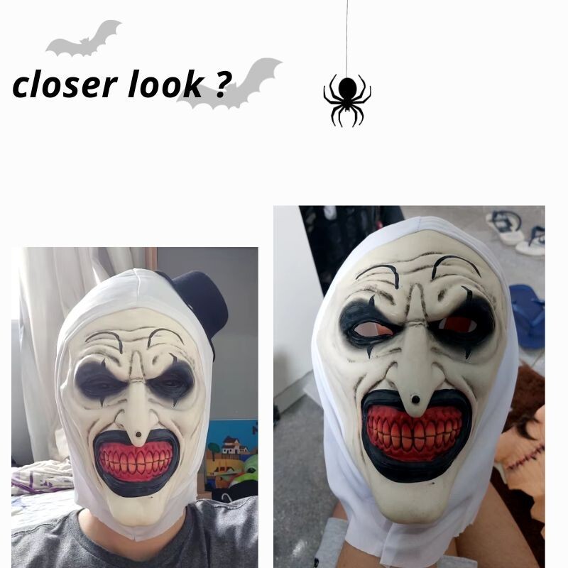 Terrifier Art the Clown Latex Mask Scary Horror Halloween Adult Face ...