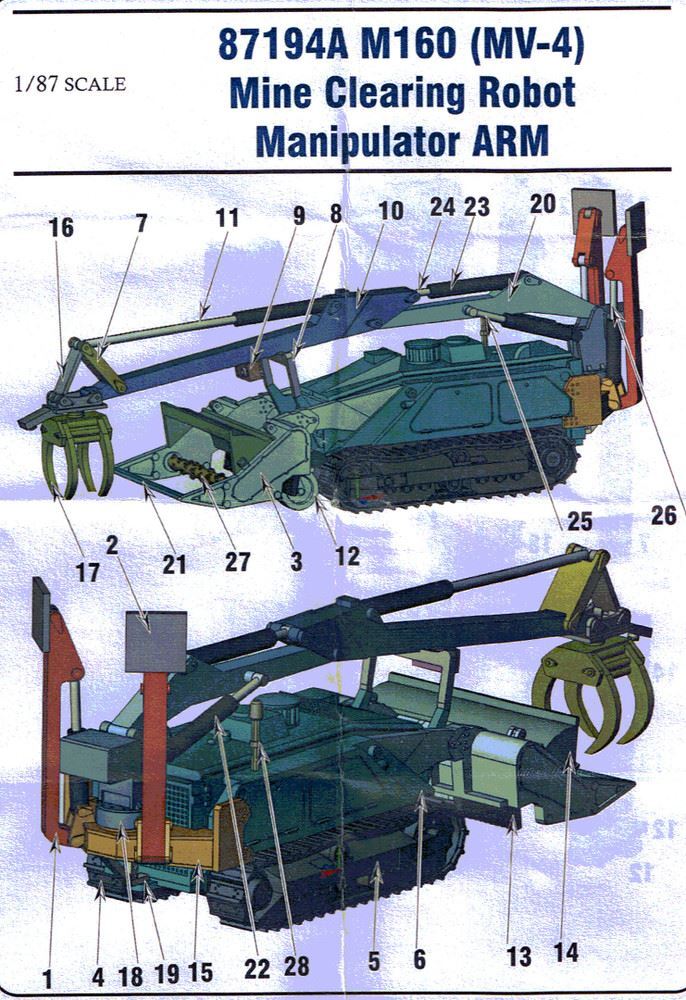 M160 Mine Clearing Robot Manipulator Arm Trident 87194A Resin 1/87 ...