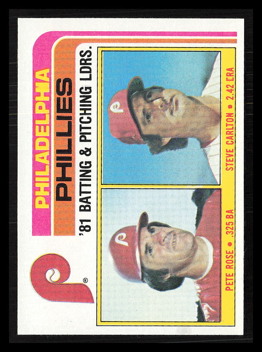 Phillies Leaders Checklist Carlton Rose TL, CL 1982 Topps #576 ...