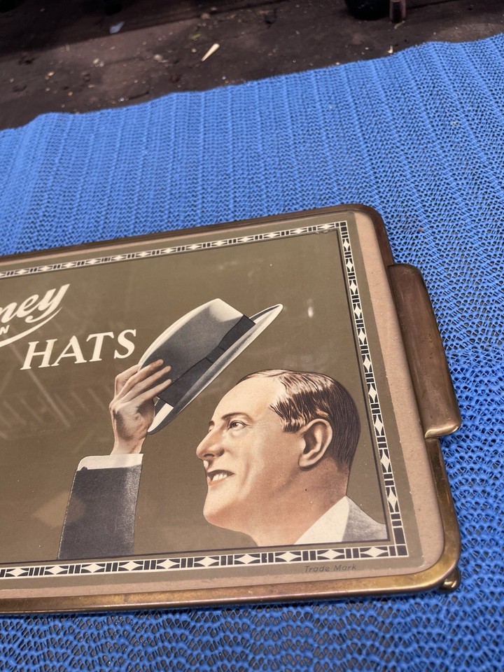 Vintage Advertising Glazed Brass Tray Linney Hats London 1940s | eBay UK