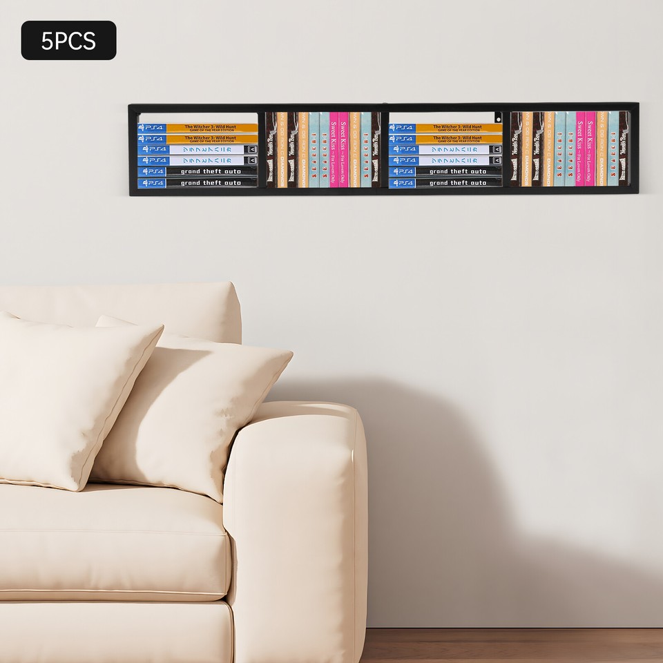 5 PCs 34 In Wall Mount Media Storage Rack CD DVD Organizer Metal ...