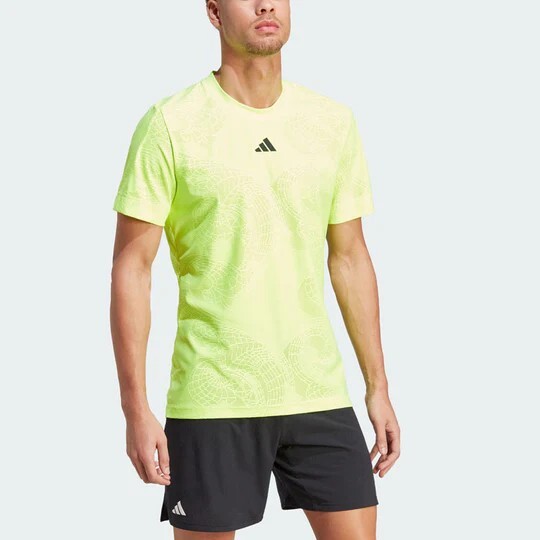adidas Mens AEROREADY FreeLift Pro Tennis Tee Lucid Lemon Size Small ...