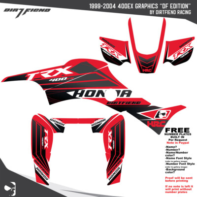 1999-2004 TRX400EX DFR DF Edition Graphics Red Sides Fenders 400 EX ...