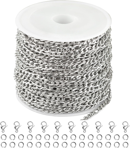 32.8 Feet Silver Jewelry Making Chain Roll Necklace Chain Bulk ...