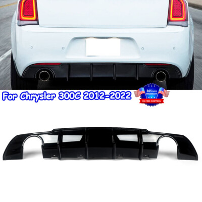 Gloss Black Dual Exhaust Rear Diffuser For 2012-2022 Chrysler 300 SRT ...