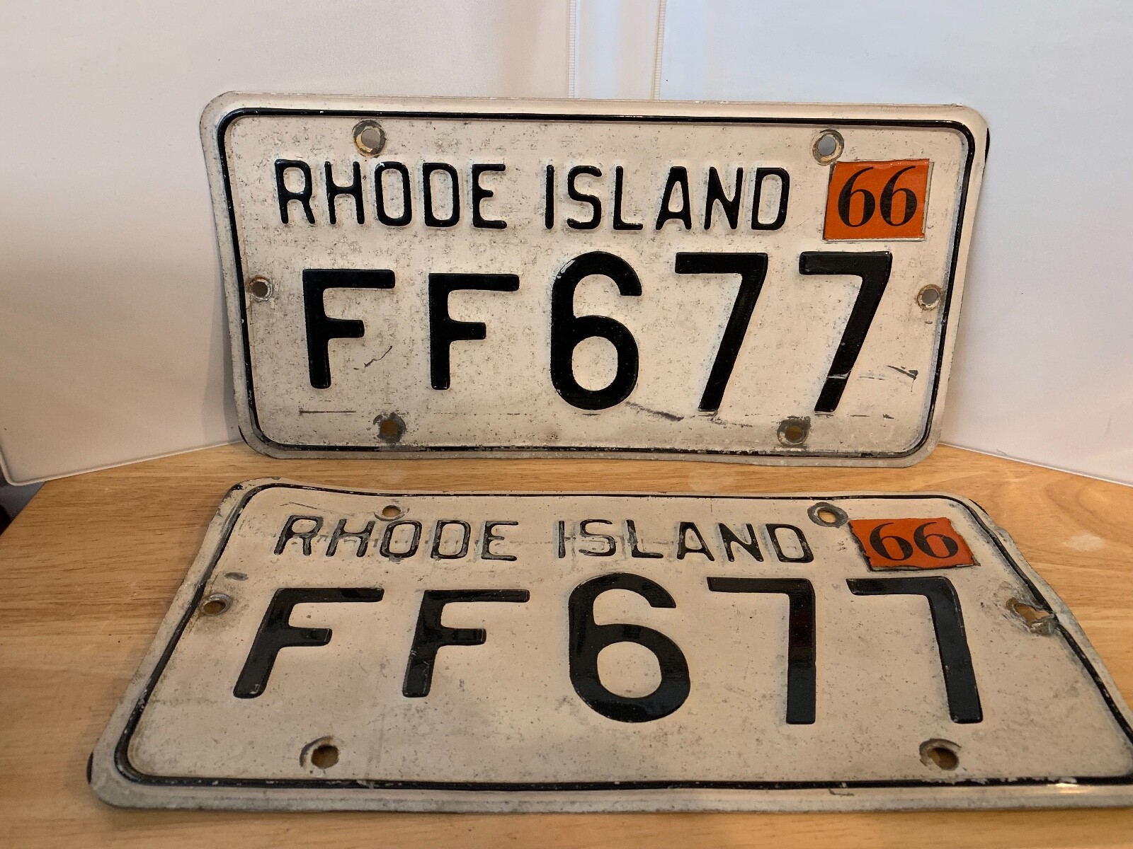 Set of 2 1966 RHODE ISLAND License Plates #FF677 White with Black ...