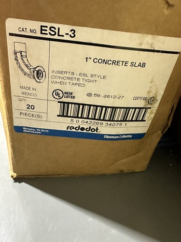 T&B Red Dot ESL 90° Concrete Slab Insert Threaded for Rigid 1" Zinc 1Pc ...