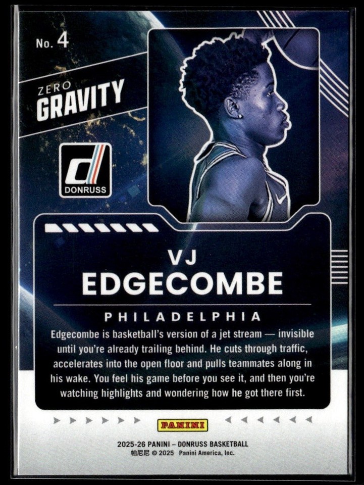 2025-26 Donruss #4 VJ Edgecombe Zero Gravity RC | eBay