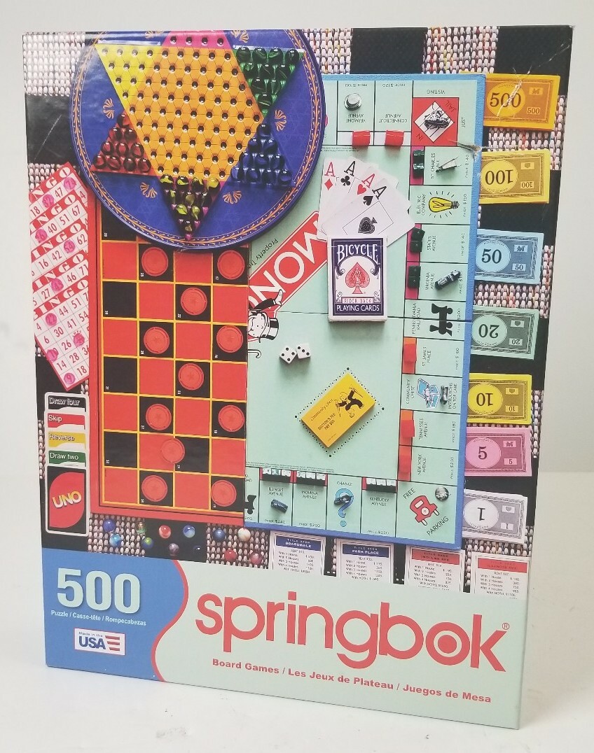 Springbok 500 PC Board Game Puzzle Chinese Checkers Monopoly Cards ...