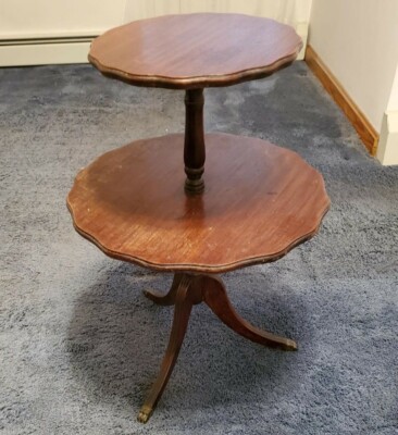 Vintage Two Tiered Pie Crust Table | eBay