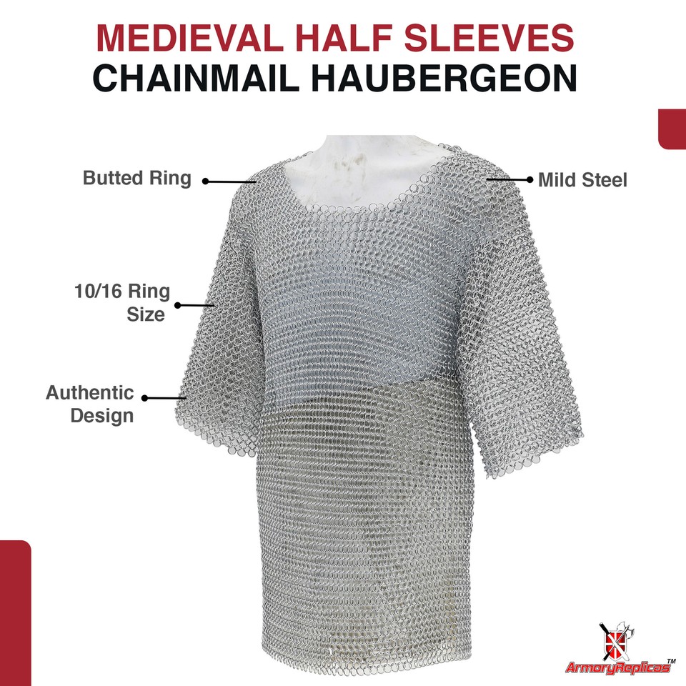 MEDIEVAL CHAINMAIL LONG SHIRT HAUBERGEON CHAIN MAIL ARMOR BUTTED ...