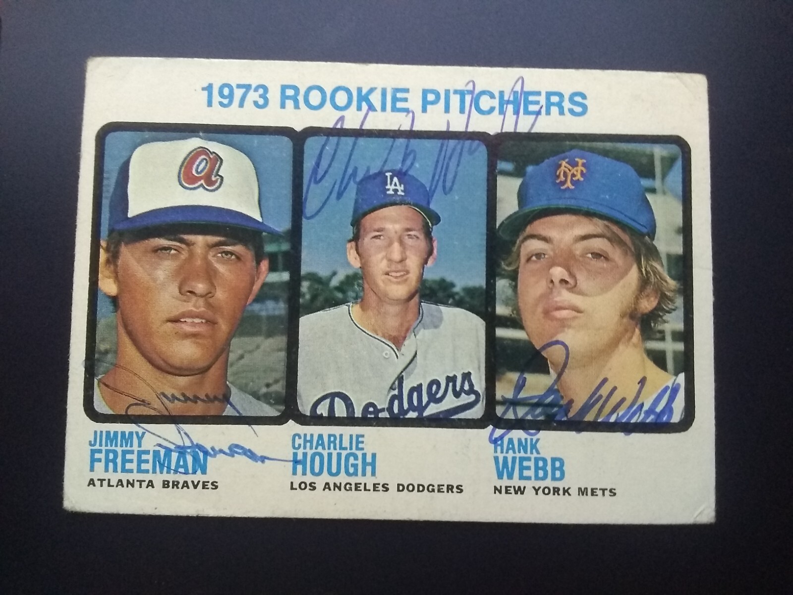 1973 Topps 610 Jimmy Freeman Charlie Hough Webb Autographed by All ...