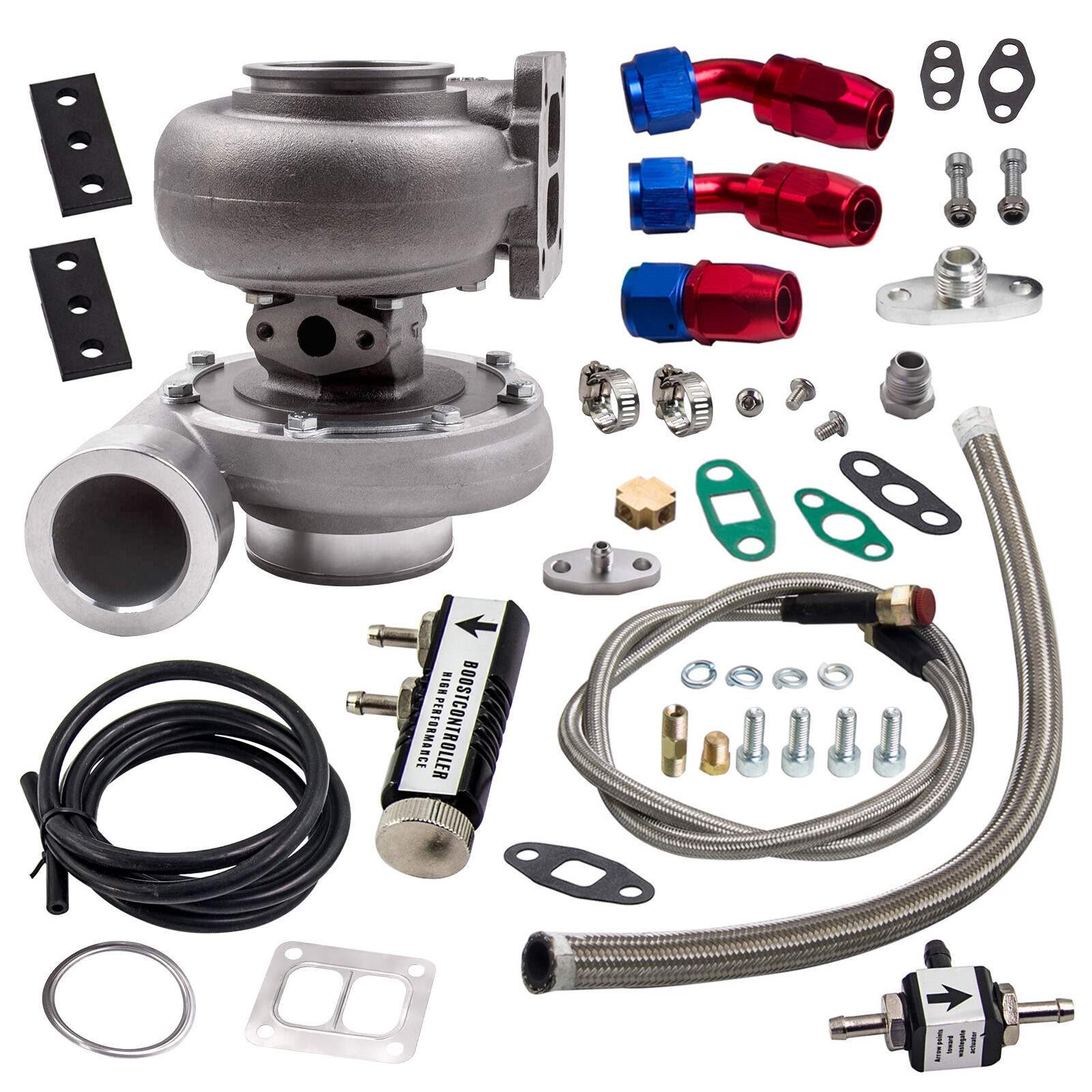 GT45 T4 Turbo Charger Kit Universal Twin Scroll 1.05 A/R 98mm V Band ...