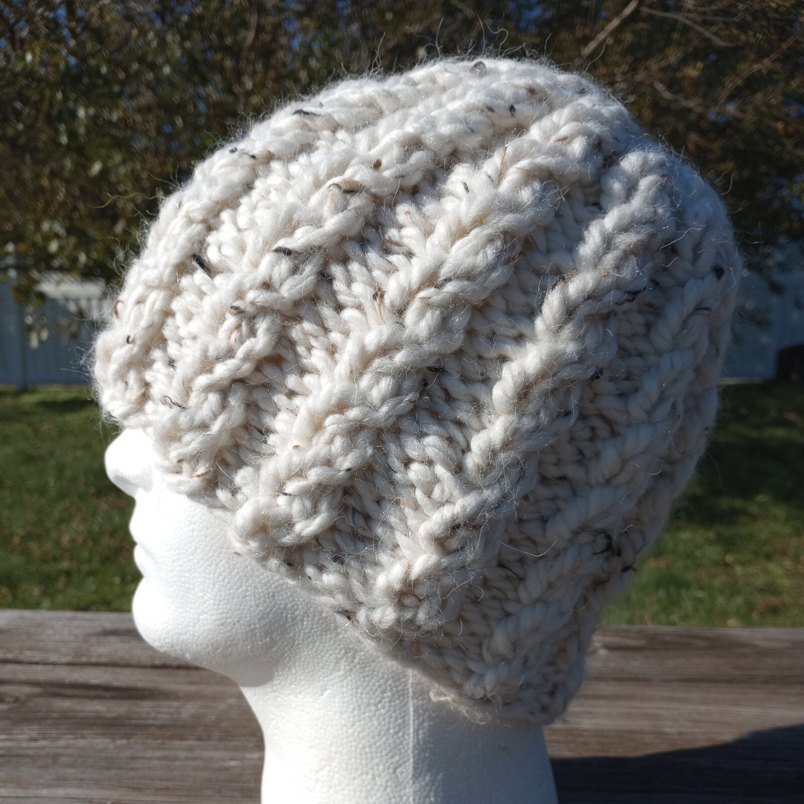 Alpaca Beanie Skully Hat Men Thick Chunky Hand Knit Wool Rib Biscotti ...