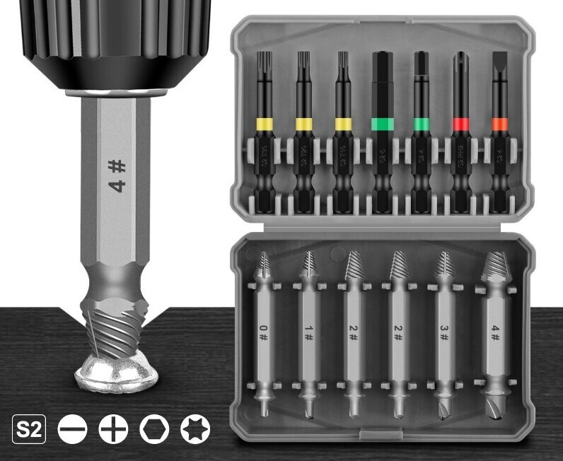 13pc Fast Damaged Screw Extractor Speed Out Drill Bits Tool Broken Bolt ...