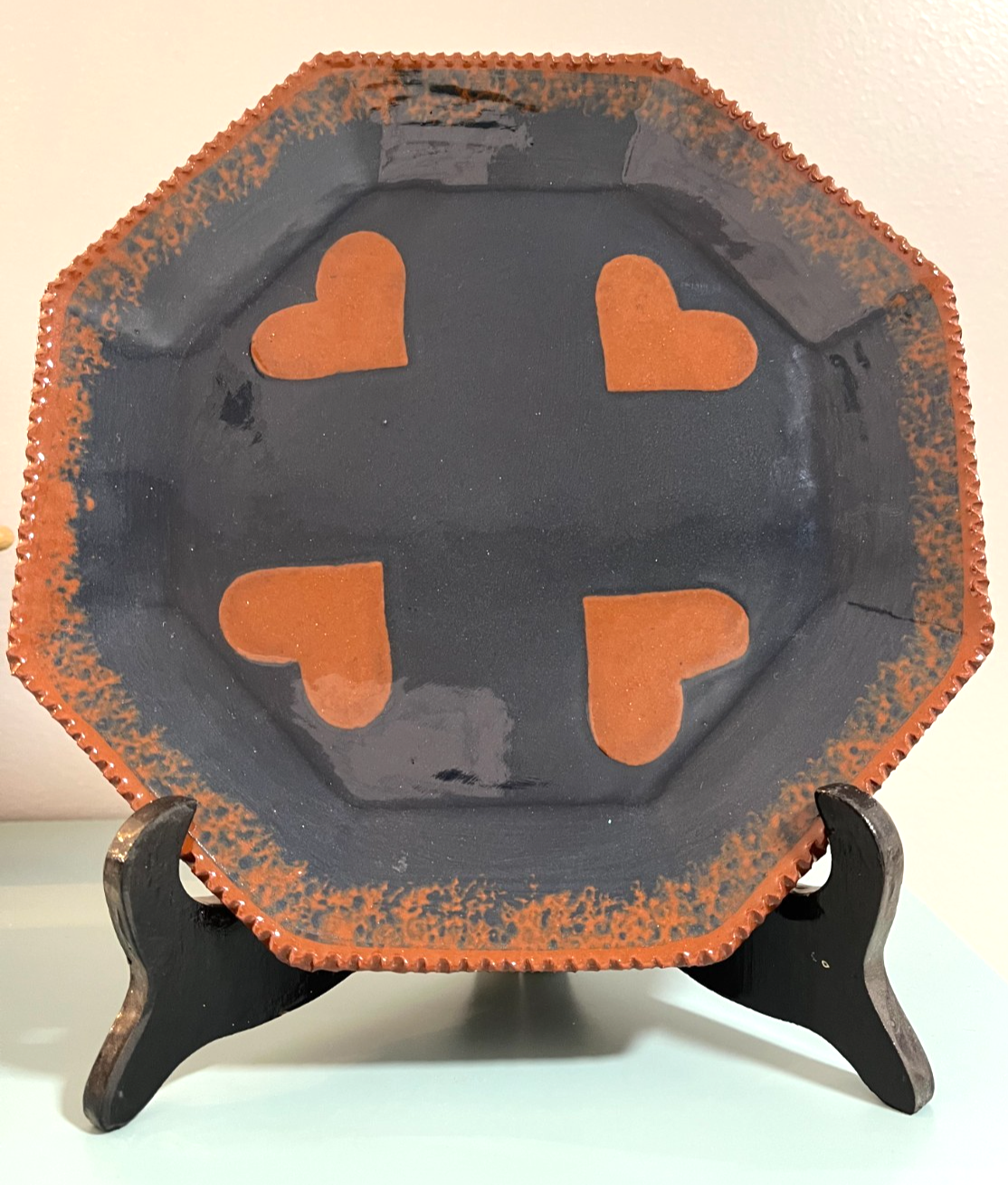 1993 Foltz Redware Pottery Octagon (Eight Sided) Heart Plate 8.5" | eBay