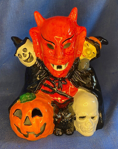 Vintage 1970s Halloween Light Up Color Change Ceramic Lamp Devil Skull ...