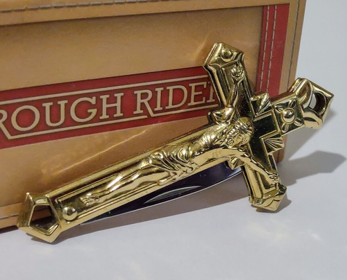 RR BRASS CRUCIFIX HOLY CROSS HUNTING POCKET KNIFE !!! | eBay