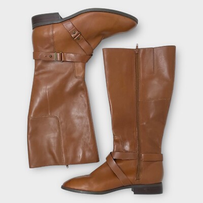 Nine West Blogger Wide Calf Harness Zip Boot, Leather Upper, Tan Sz 12 ...