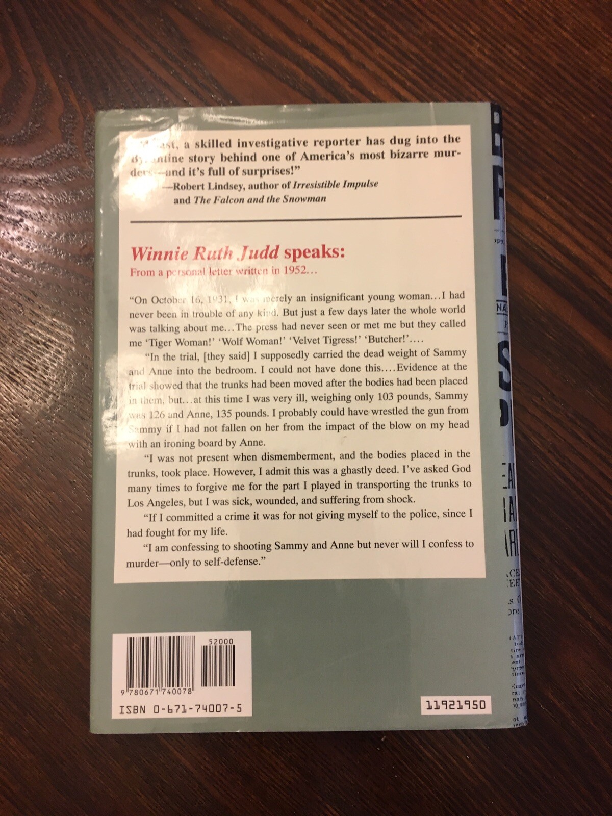 SIGNED The Trunk Murderess: Winnie Ruth Judd By Jana Bommersbach 1st ...