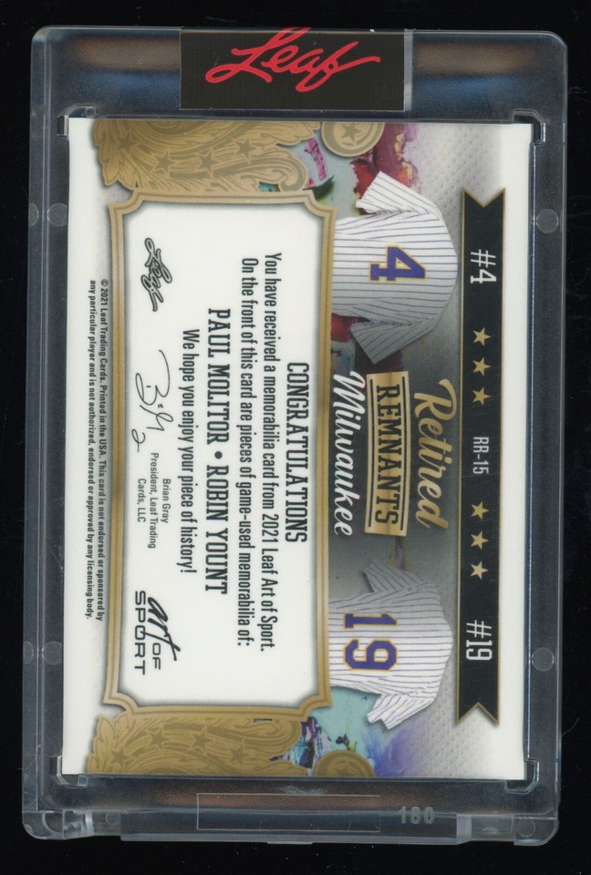 2021 Leaf Art of Sport Retired Remnants Dual Patch Molitor/Yount #14/30 ...