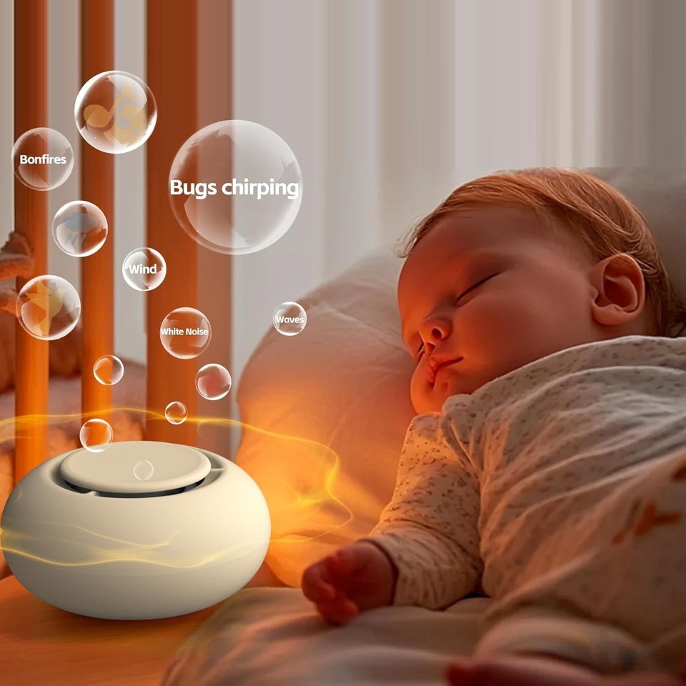 Portable Baby Sound Machine White Noise Sleep Soother, 12 Sounds, 15Hrs ...