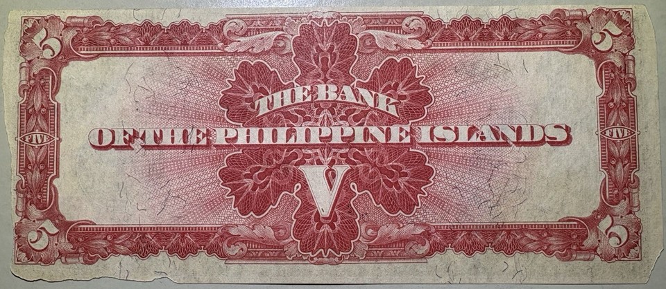 1912 Philippines 5 Pesos RARE Banknote Good Condition | eBay