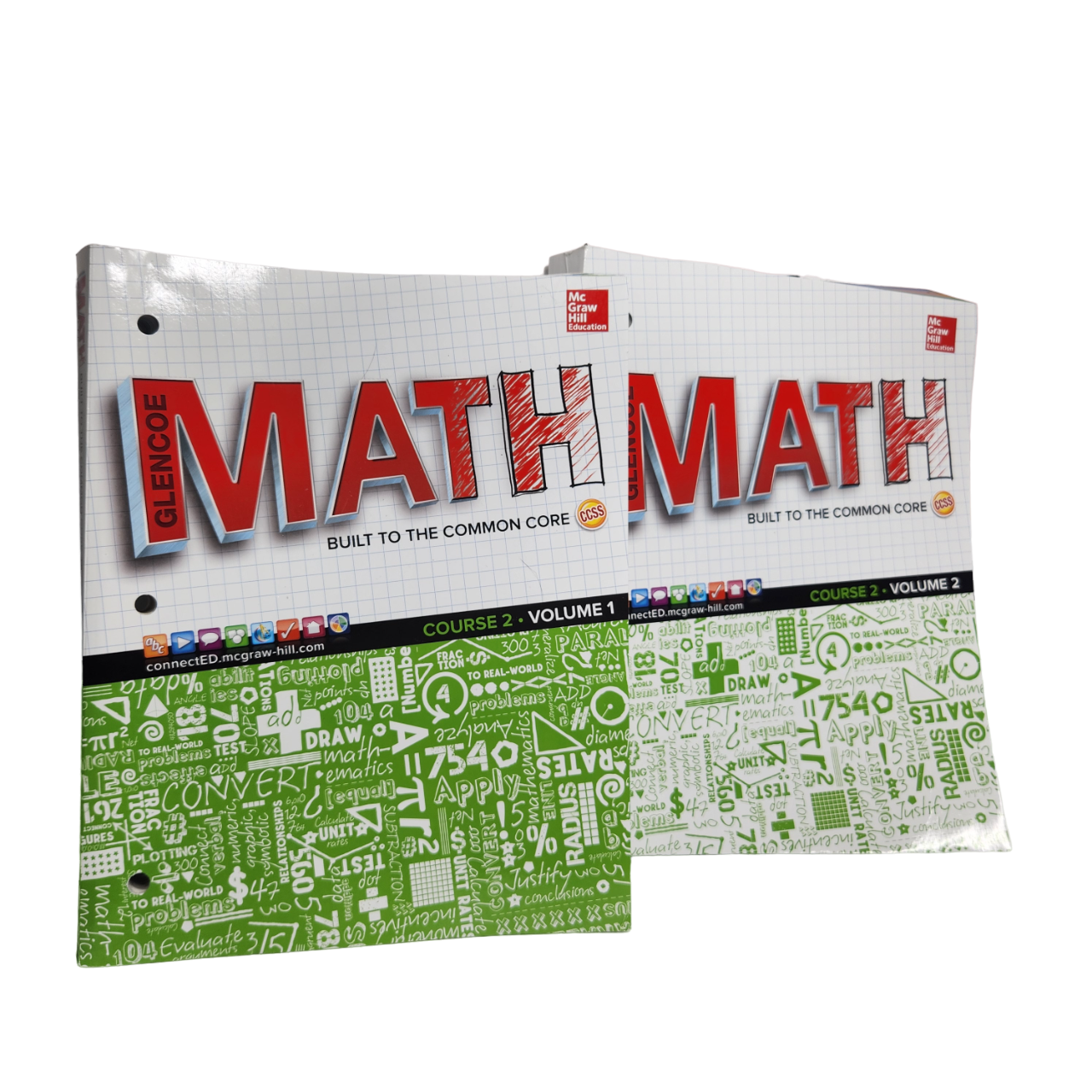 Math, Course 2, Volume 1 & 2- Student Edition McGraw Hill, Common Core ...