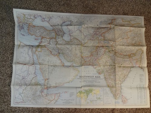 National Geographic June 1952 - Map Insert Only - Southwest Asia | eBay