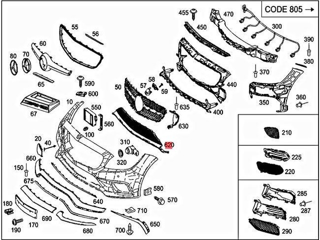 MERCEDES Mercedes-Benz OEM Front Bumper-lower Bottom Grille Grill ...