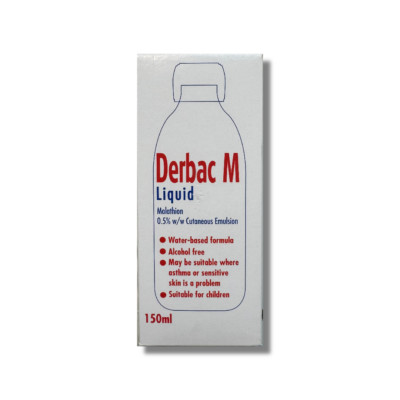 Derbac M Liquid - 150ml - formulated to treat head lice, pubic lice and ...