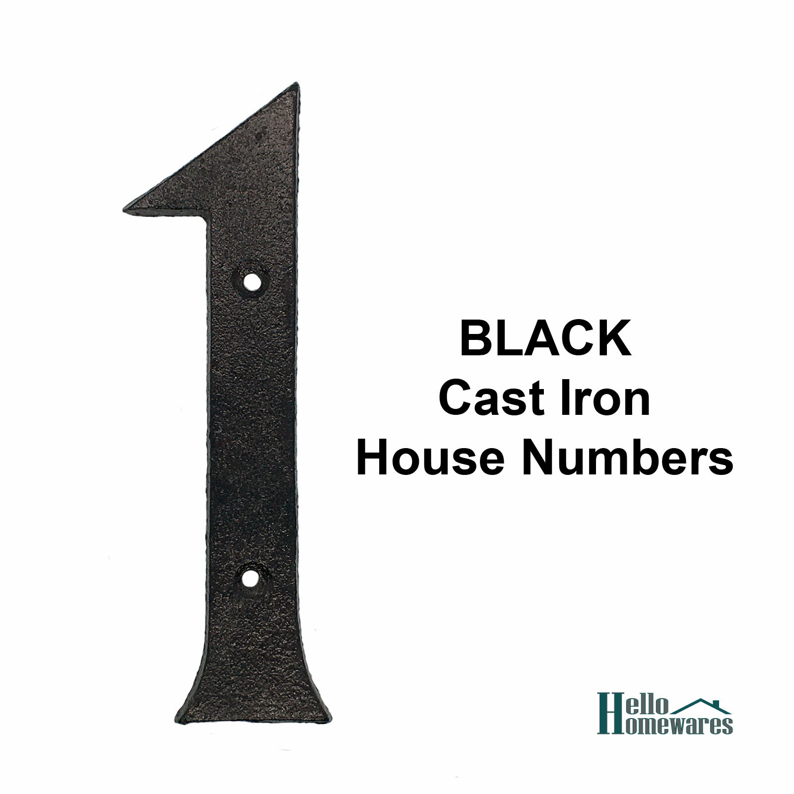 BLACK Cast Iron Metal No. 1 House Number - Fence Letterbox - Large ...
