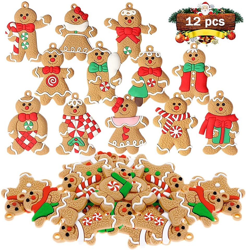 Gingerbread Man Cookie Peppermint Buttons Christmas Tree Ornament ...