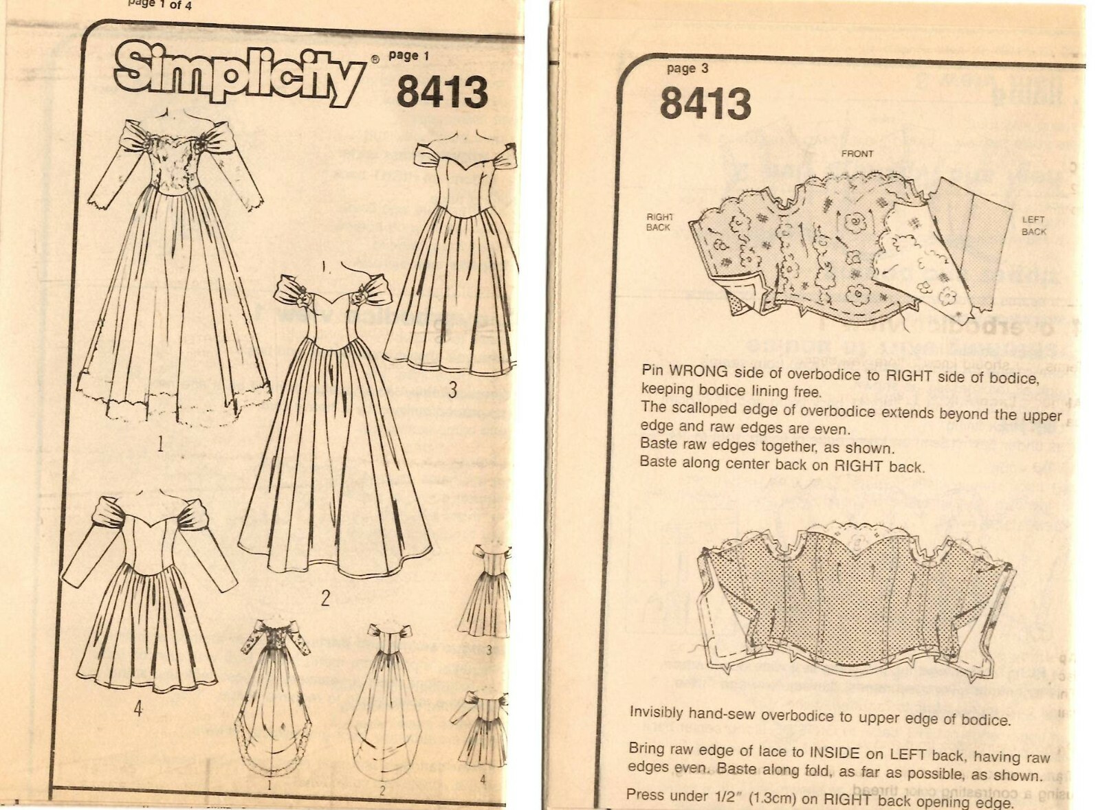 Simplicity Sewing Pattern Women's WEDDING BRIDE BRIDESMAID DRESS 8413 ...