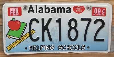 Alabama expired 2009 Helping Schools Metal License Plate/Tag - CK1872 ...