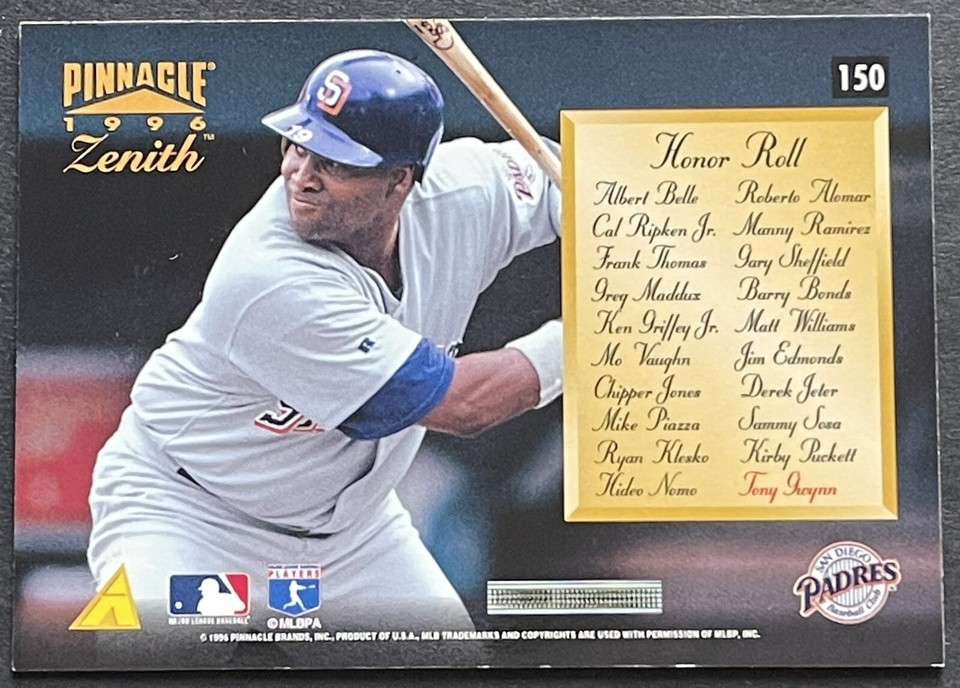 1996 Pinnacle Zenith Honor Roll Tony Gwynn #150 | eBay