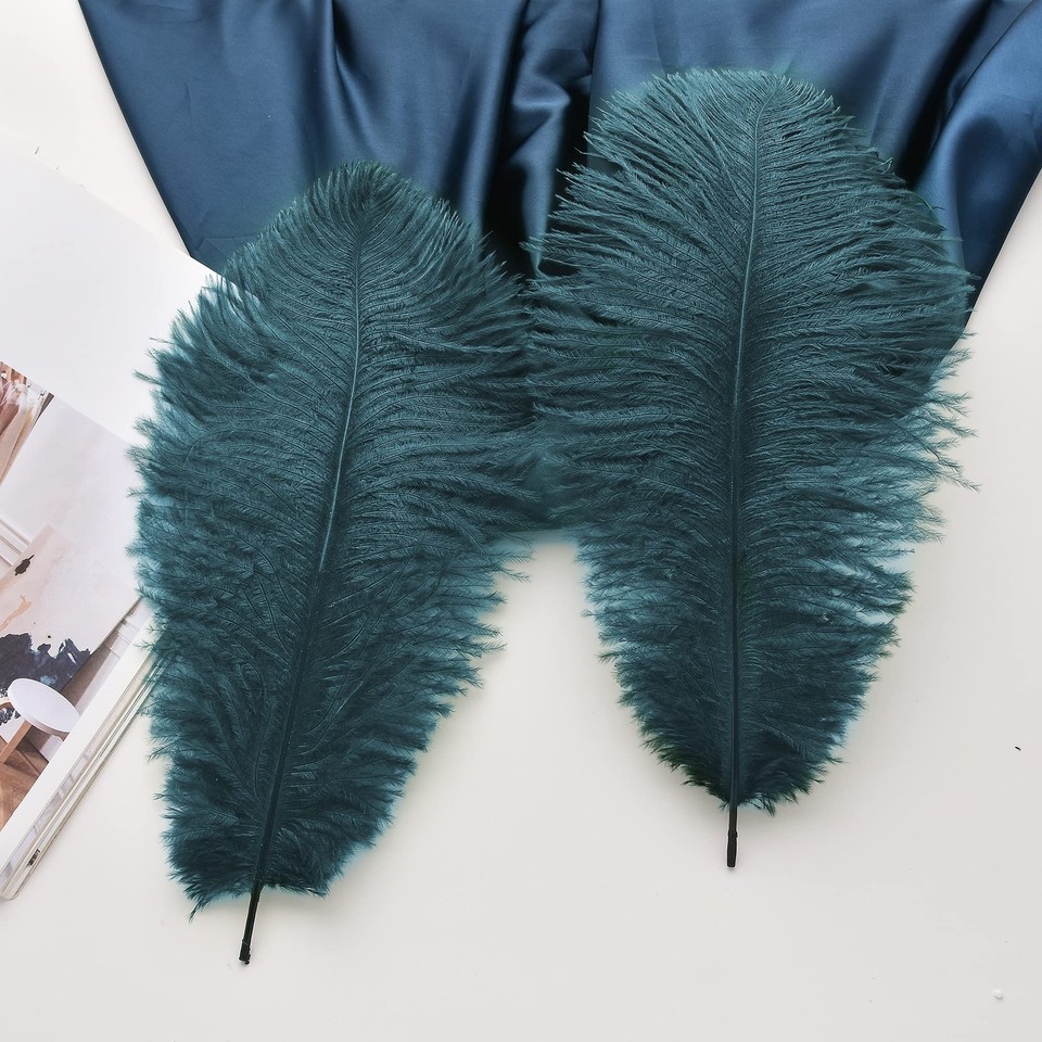Teal Ostrich Feathers Bulk - 24Pcs 10-12inch Feathers for Party ...