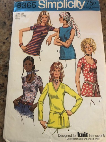 🌼 1971 SIMPLICITY #9365 - LADIES ( 4 STYLE ) SET OF BLOUSES-TOPS ...