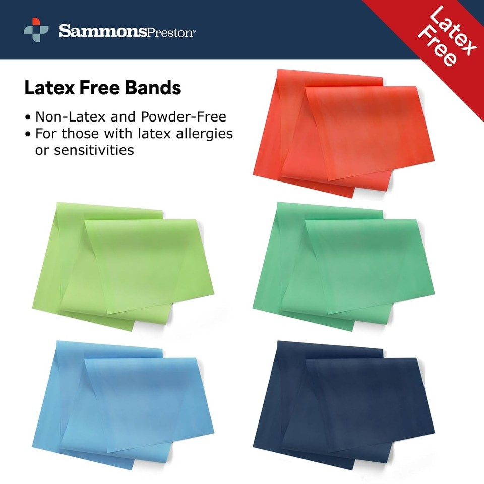Sammons Preston 5pk Resistance Bands for Working Out, Non-Latex Multi ...
