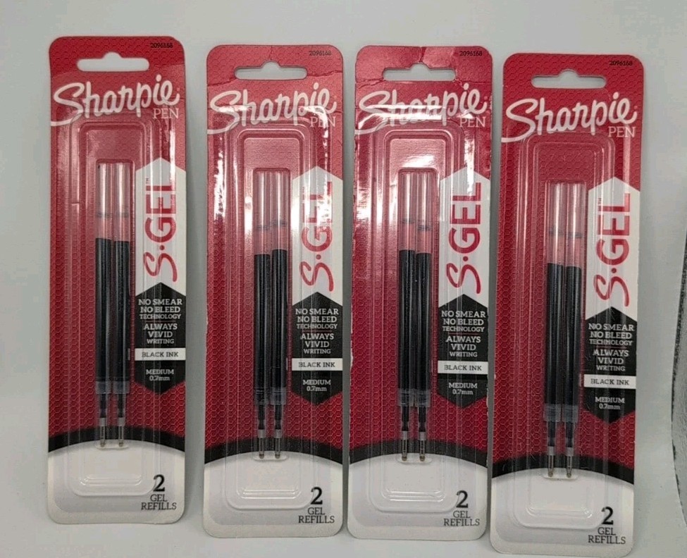 Lot Of 4 Sharpie Pen S-Gel Gel Refills Medium Point 0.7mm Black Ink 2 ...