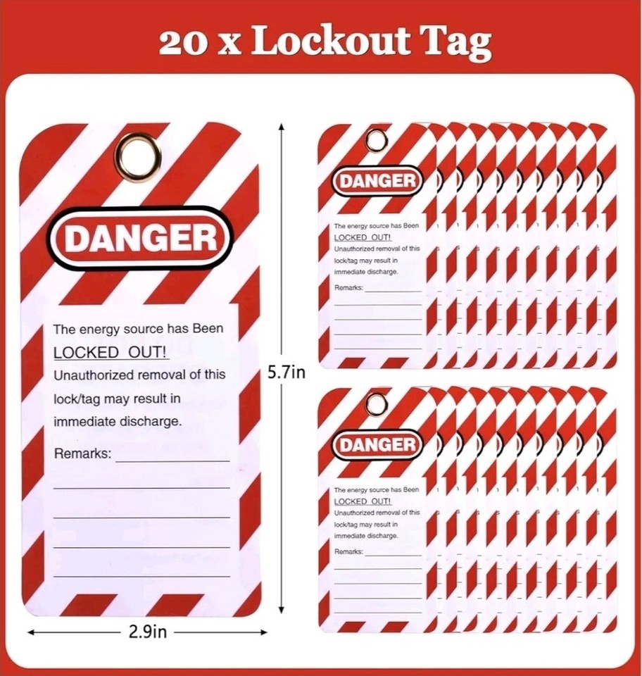 Electrical Lockout Tagout Kit Safety with 6 Padlocks Hasps Tags Ties ...