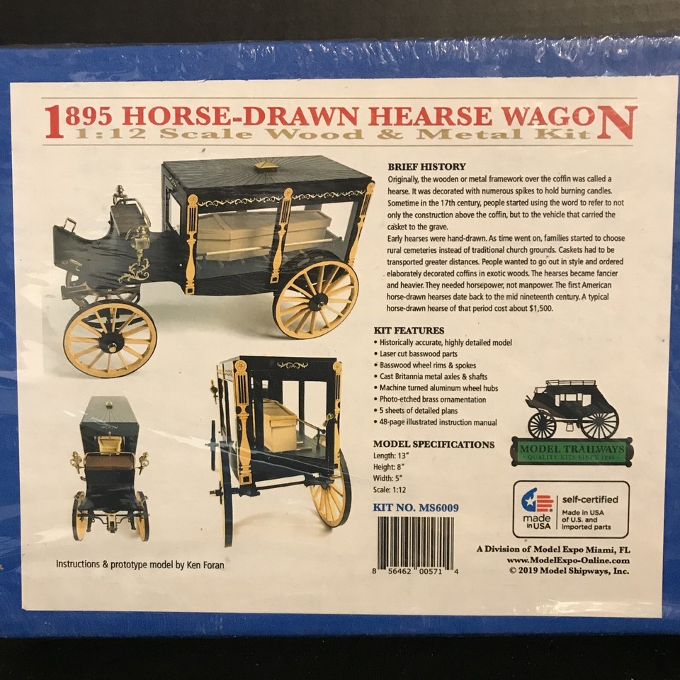 MODEL TRAILWAYS MS6009 1895 HORSE-DRAWN HEARSE WAGON MODEL KIT-NIB-1:12 ...
