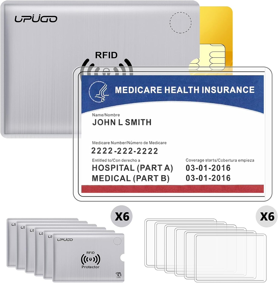 6 Pack 12 Mil New Medicare Card Protector Sleeves 6 Pack Blocking Card ...