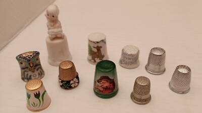 Lot Of 10 Metal, Porcelain, Wood & Metal Thimbles Germany Italy ...