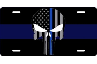 Punisher Back the Blue License Plate New Car Tag Metal Black - USA | eBay