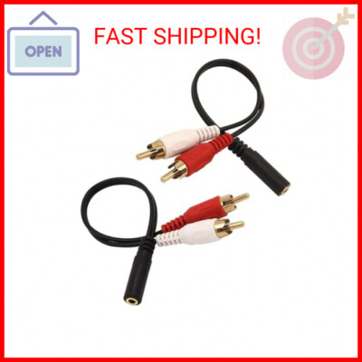 VCE 3.5mm Female to 2 RCA Male Stereo Audio Y Cable 2-Pack, Gold Plated ...