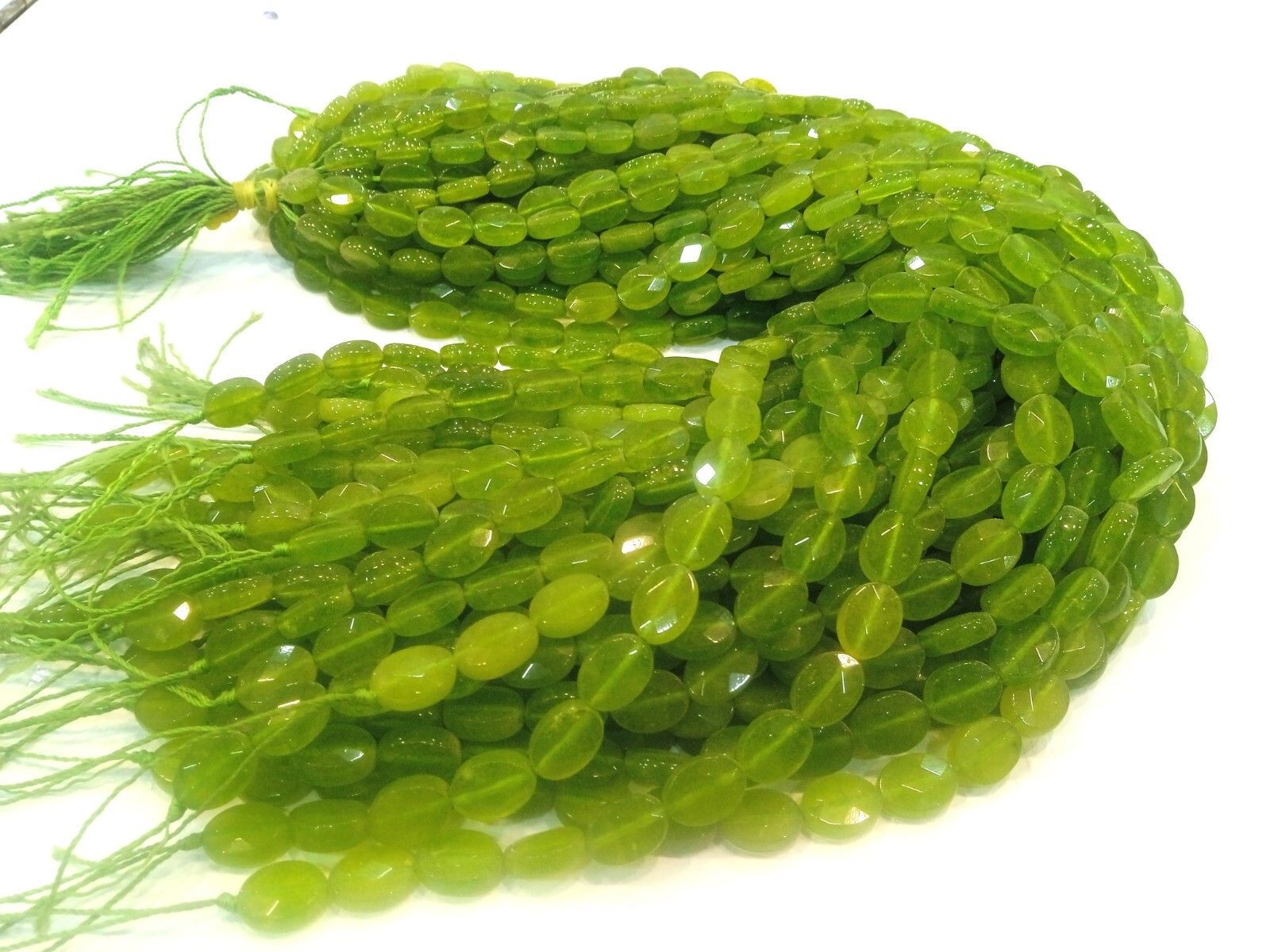 PERIDOT BEADS OVAL CHALCEDONY FACETED CUT 7X9MM LOOSE GEMSTONE 13"INCH ...