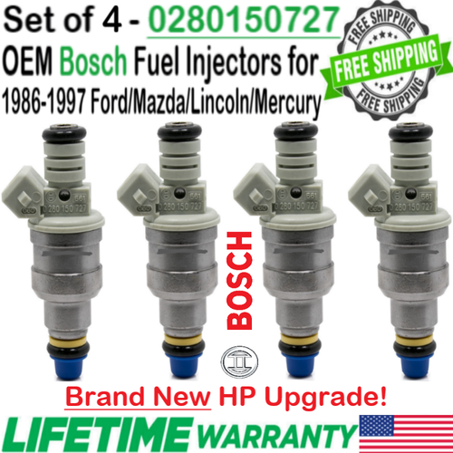 x4 Bosch NEW HP Upgrade OEM Fuel Injectors for 1987, 88, 1989 Ford F ...