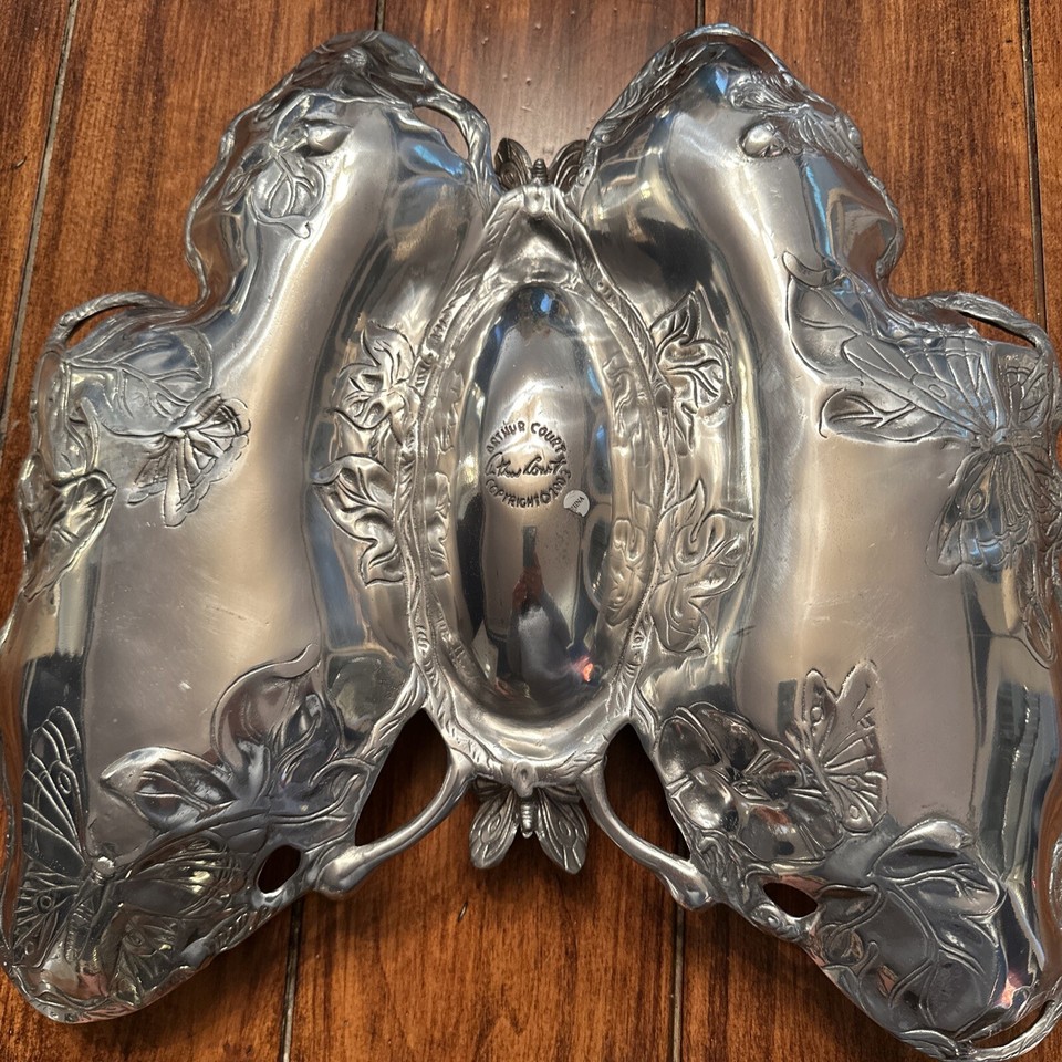 2003 ARTHUR COURT Silver Aluminum Butterfly Hors d'oeuvre Serving Dish ...