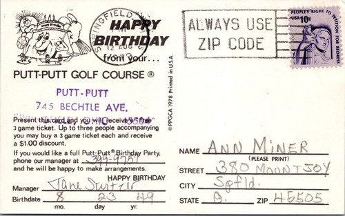 PC2394 OH Ohio Springfield Putt-Putt Mini Golf Course Clark County Postcard | eBay